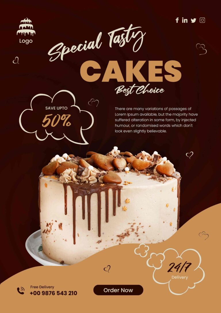 Free Cake Poster Template - FreeGraphica