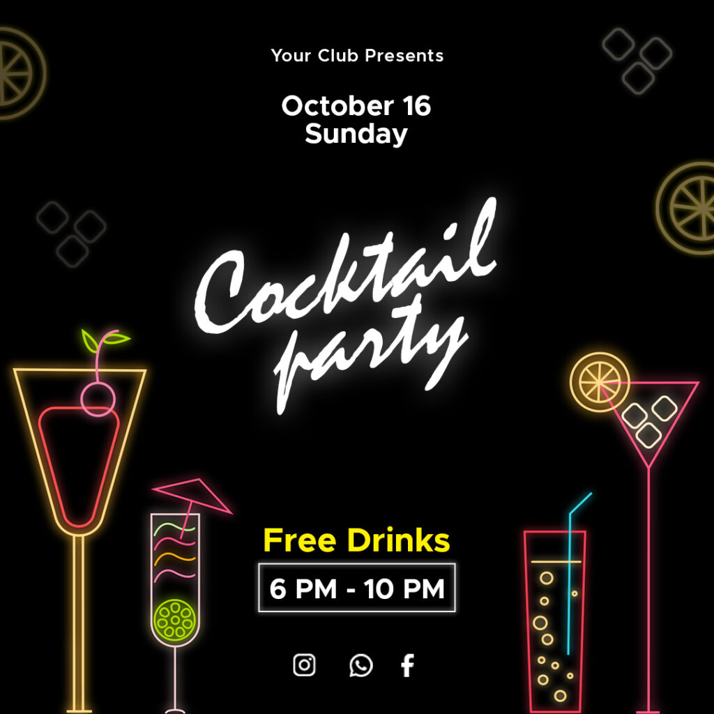 Free Social Media Cocktail Poster Template - FreeGraphica
