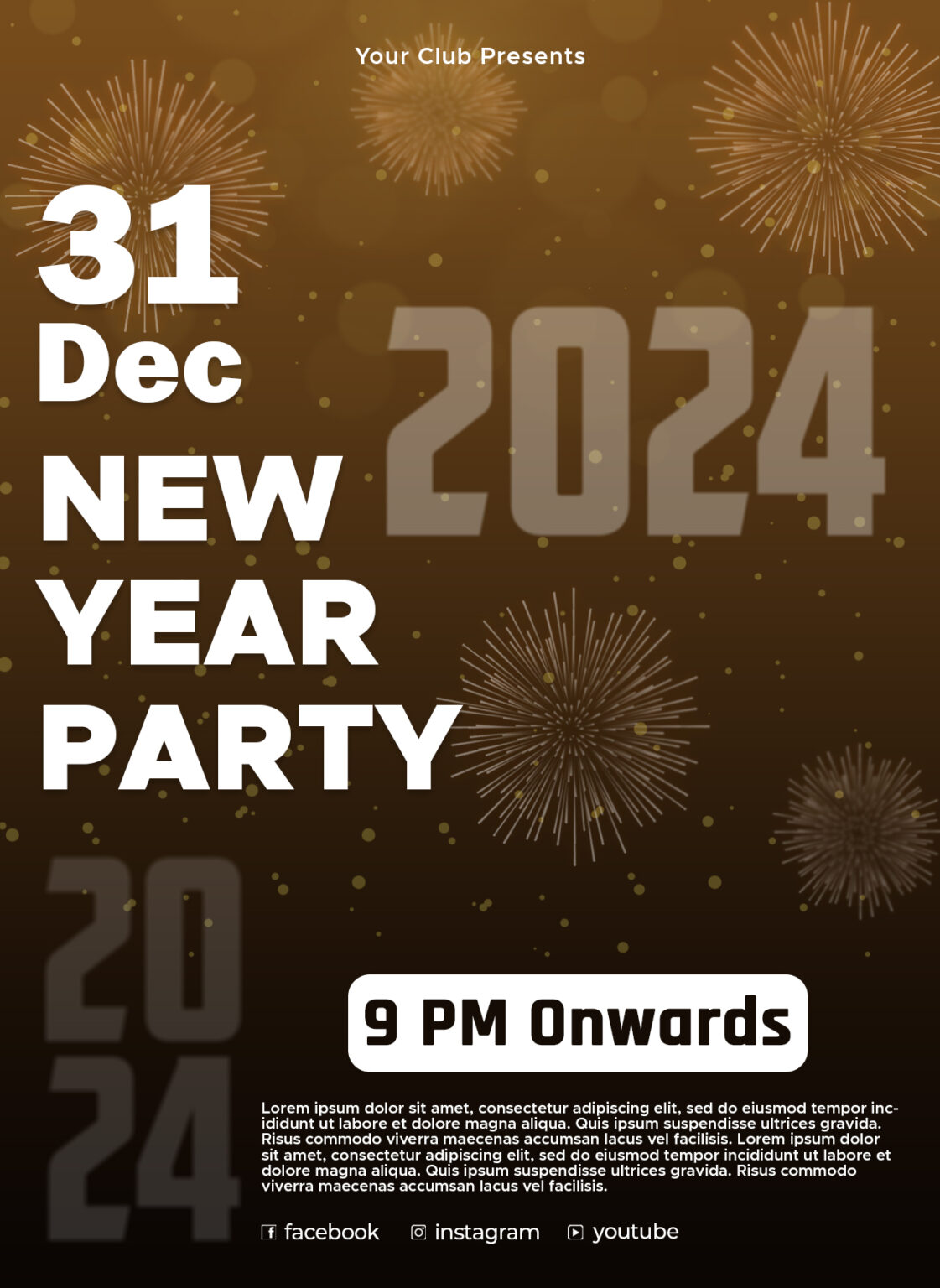 Free New Year Party Poster Psd - FreeGraphica