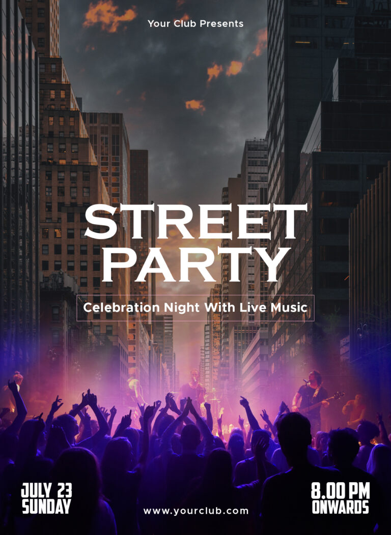 Free Street Party Poster Template - FreeGraphica