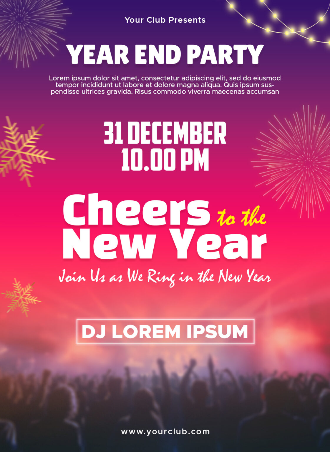 Free Year End Party Poster Template - FreeGraphica